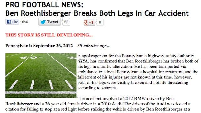 Deadspin | Hoax Website Fools Reporters Into Thinking Ben ...