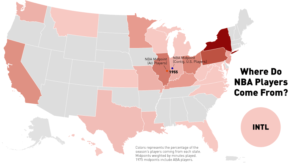 Deadspin | Infographics: Where Do Pro Basketball Players Come From?