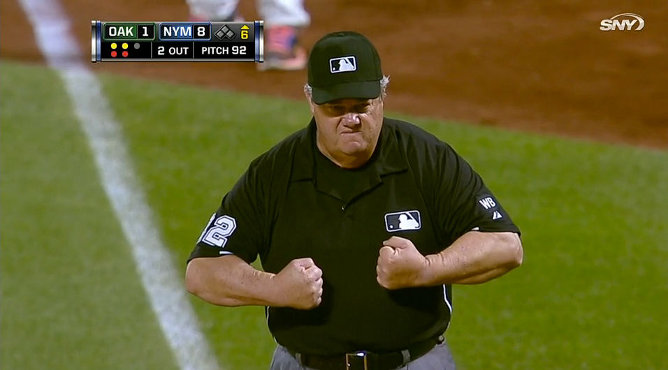 Deadspin | Umpire Takes A Foul Ball To The Chest, Flexes