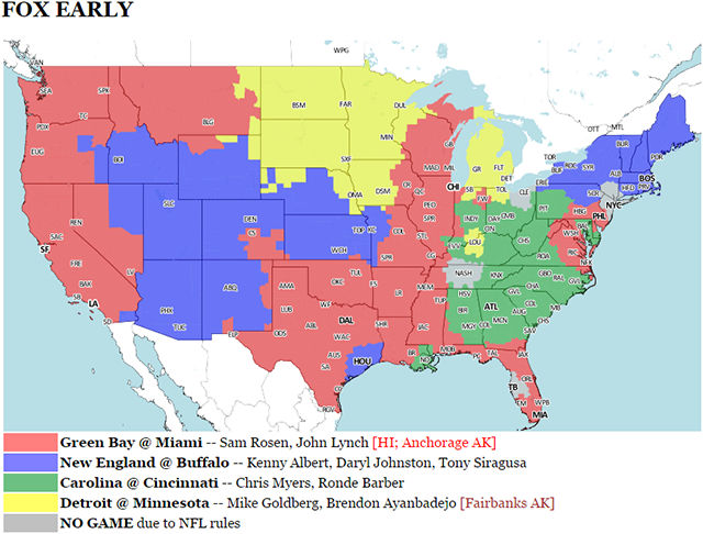 Deadspin | Your NFL Week 6 Viewing Maps