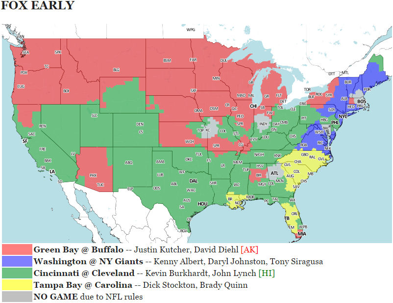 Deadspin | Your NFL Week 15 Viewing Maps