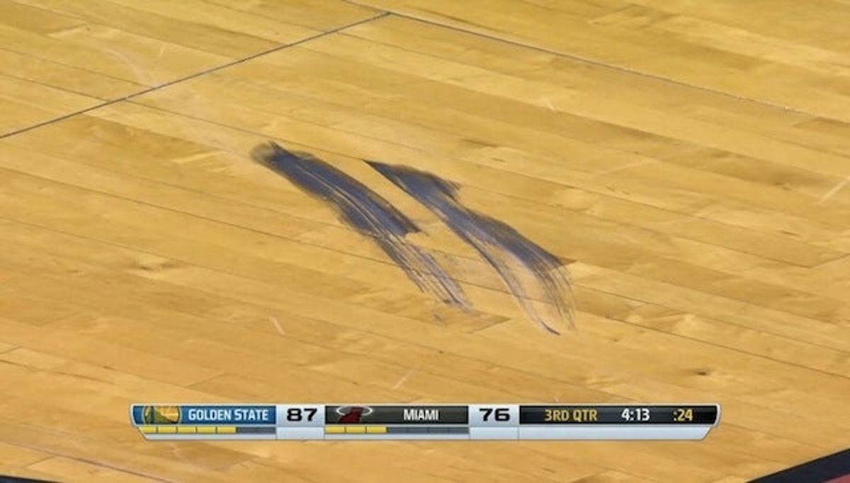Deadspin | LeBron Fell So Hard He Left Skid Marks On The Court