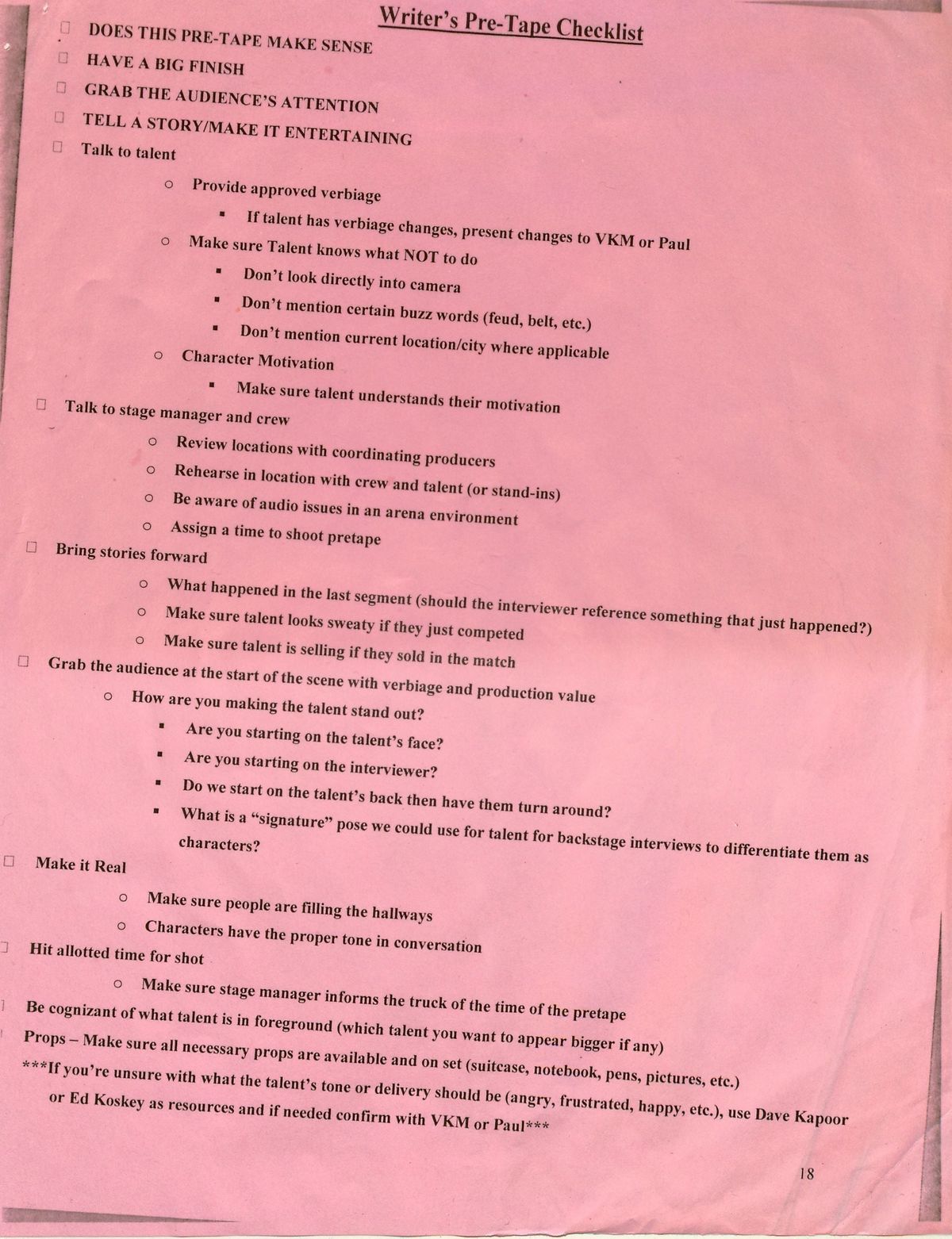 Deadspin | This Is What A WWE Raw Script Looks Like